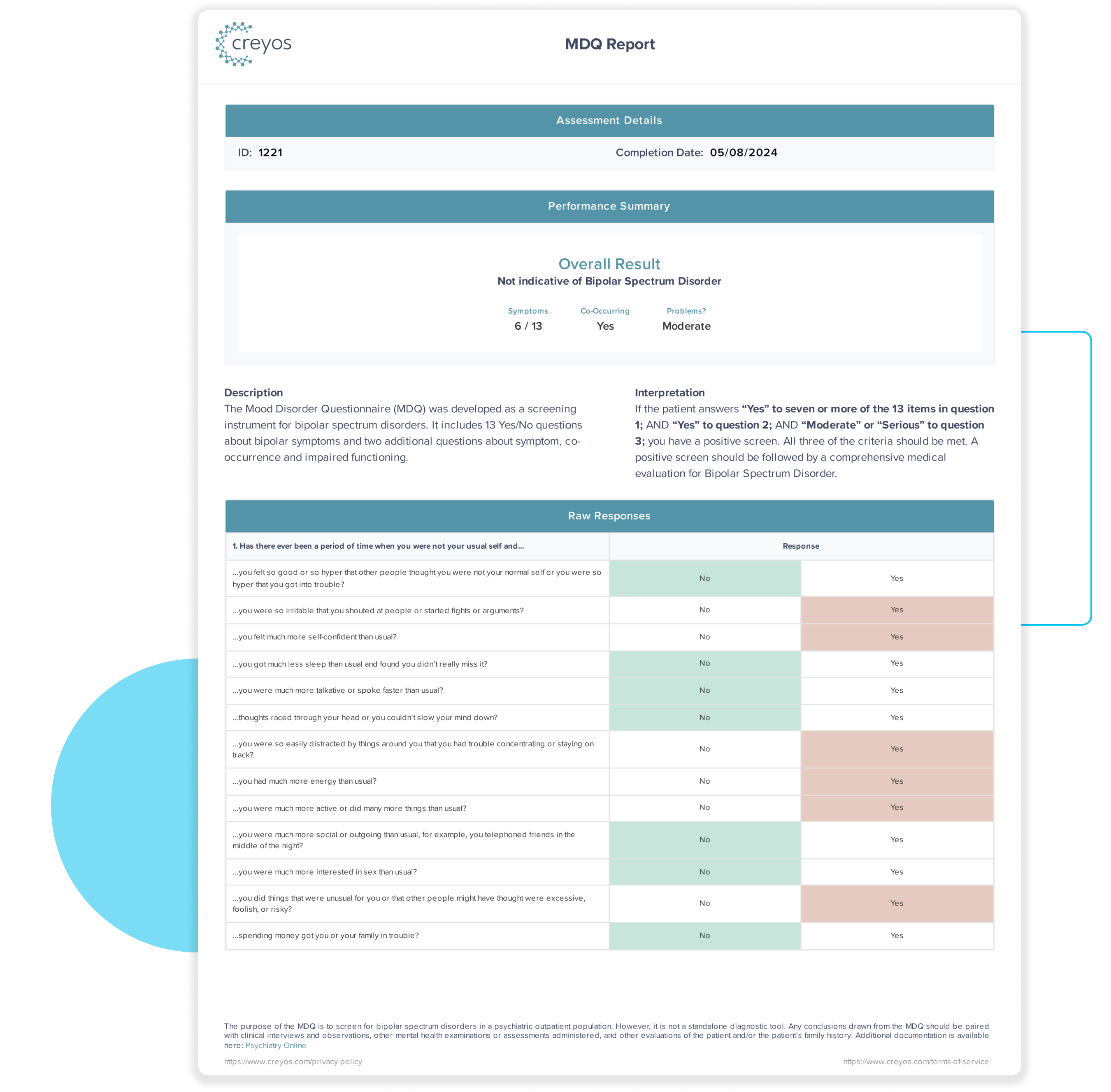 Mood Disorder Questionnaire (MDQ) | Creyos Health